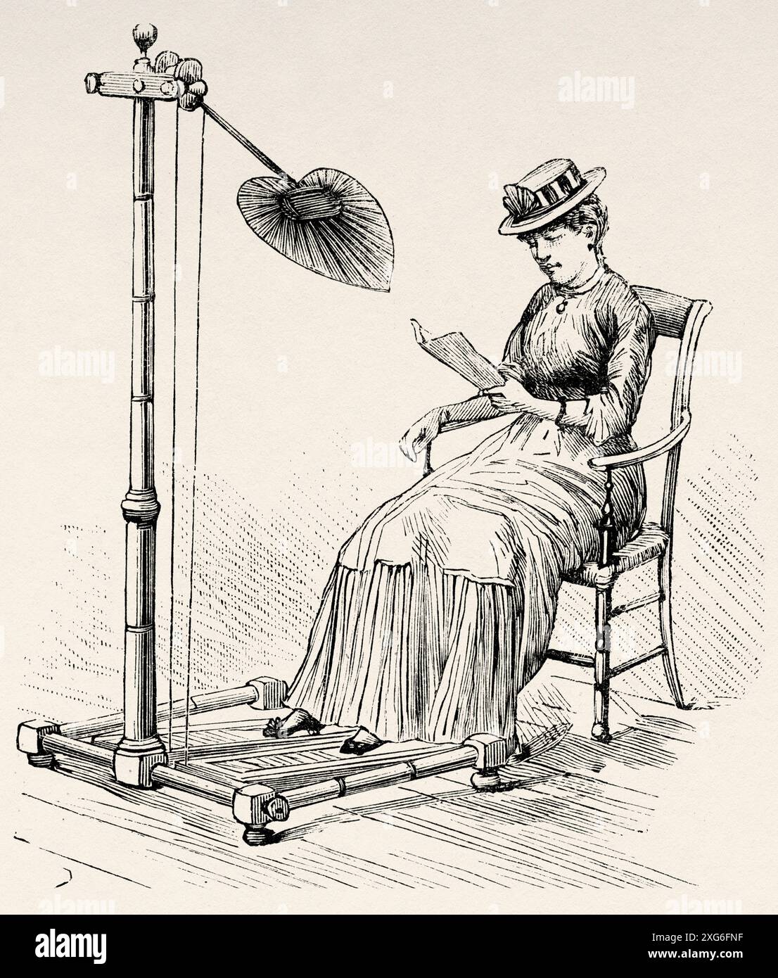 A punkah type of large fan operated by pedals. Old 19th century ...