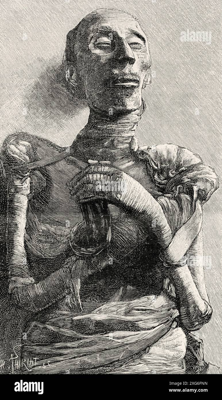 The mummy of Ramses II discovered at Deir-el-Bahari by Gaston Camille ...