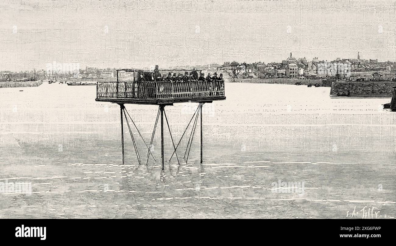 The Saint Malo Rolling Bridge in Saint-Servan at high tide, France. Old ...
