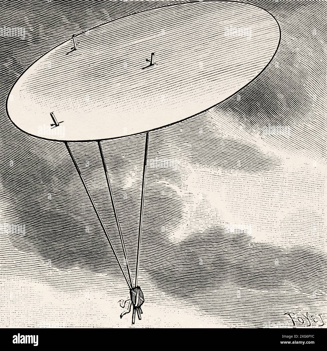 Small study airplane. Old 19th century engraved illustration from La ...