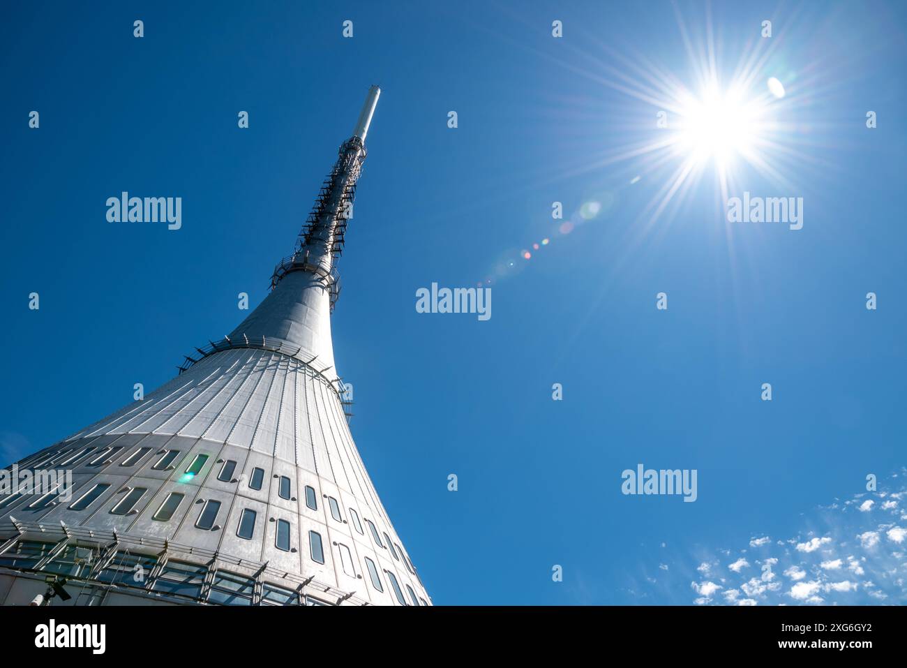 Jested tower on the top of Jested mountain, famous tourist attraction ...