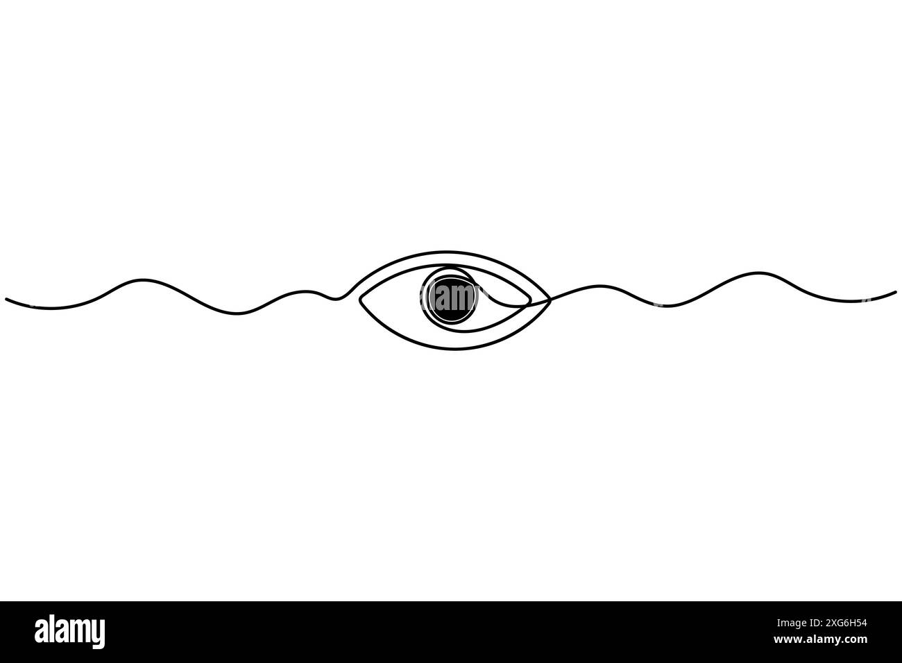 Eye continuous one line drawing of isolated outline vector art ...