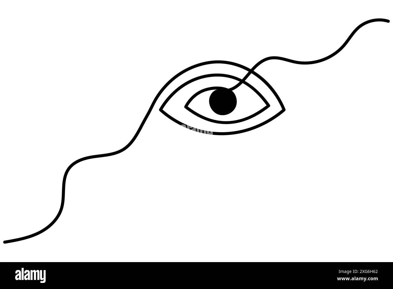 Eye continuous one line drawing of isolated outline vector art ...