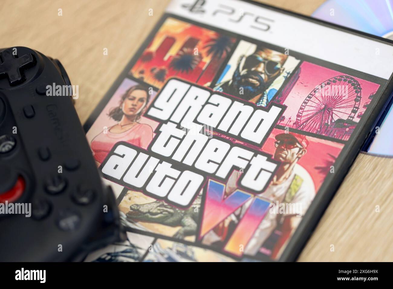 KYIV, UKRAINE - JUNE 26, 2024 Grand Theft Auto 6 PS5 video game disc ...