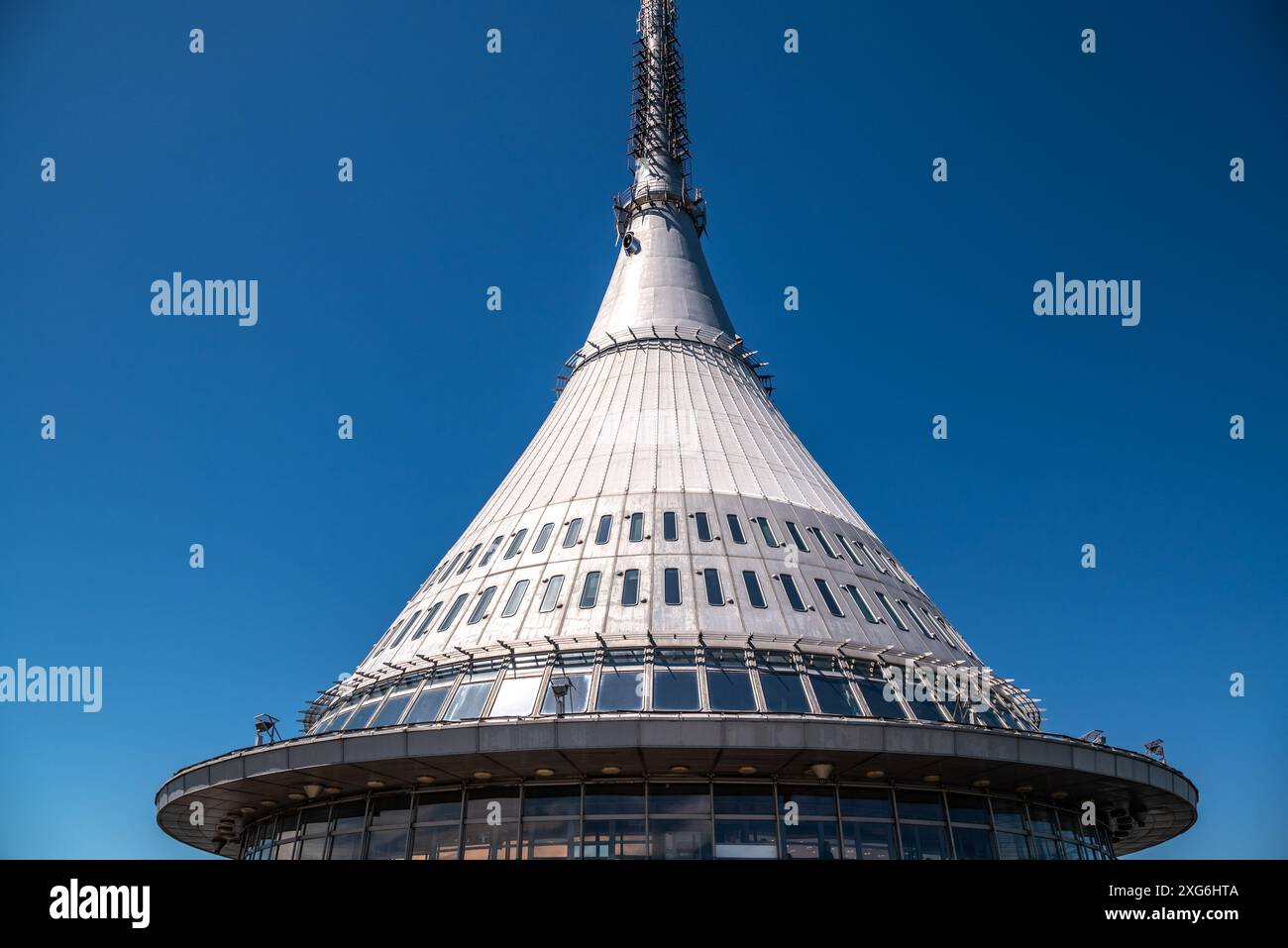 Jested tower on the top of Jested mountain, famous tourist attraction ...