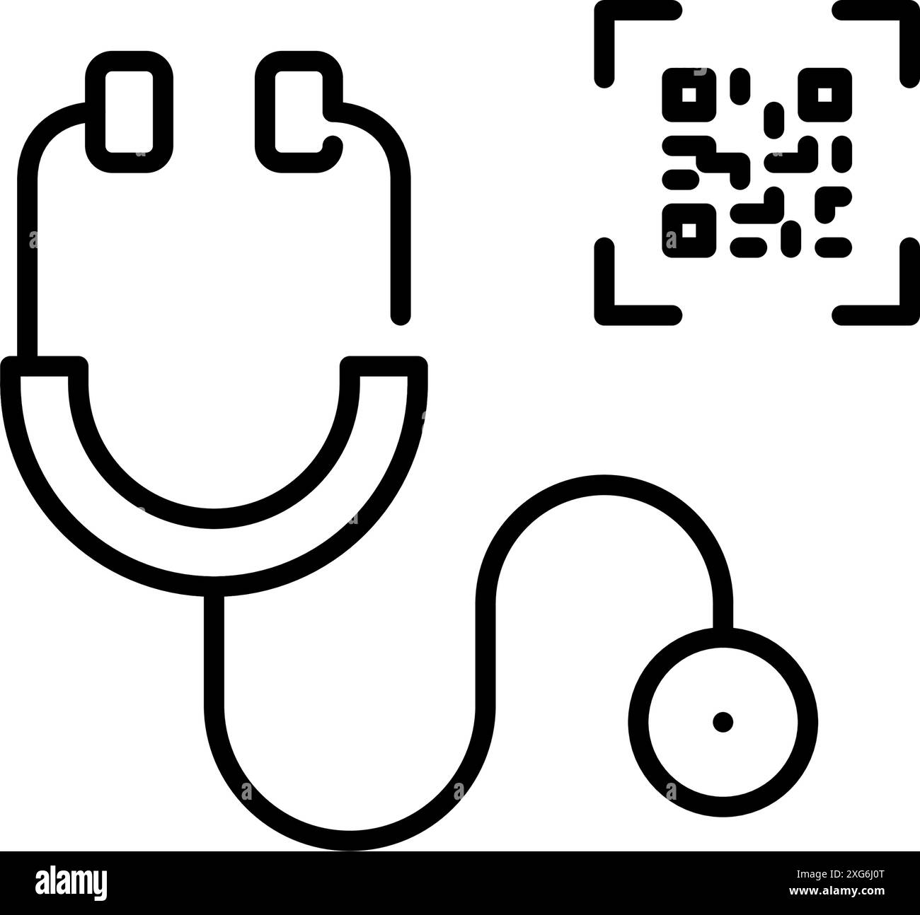 Stethoscope and qr code. Scan for health services, modern medical ...
