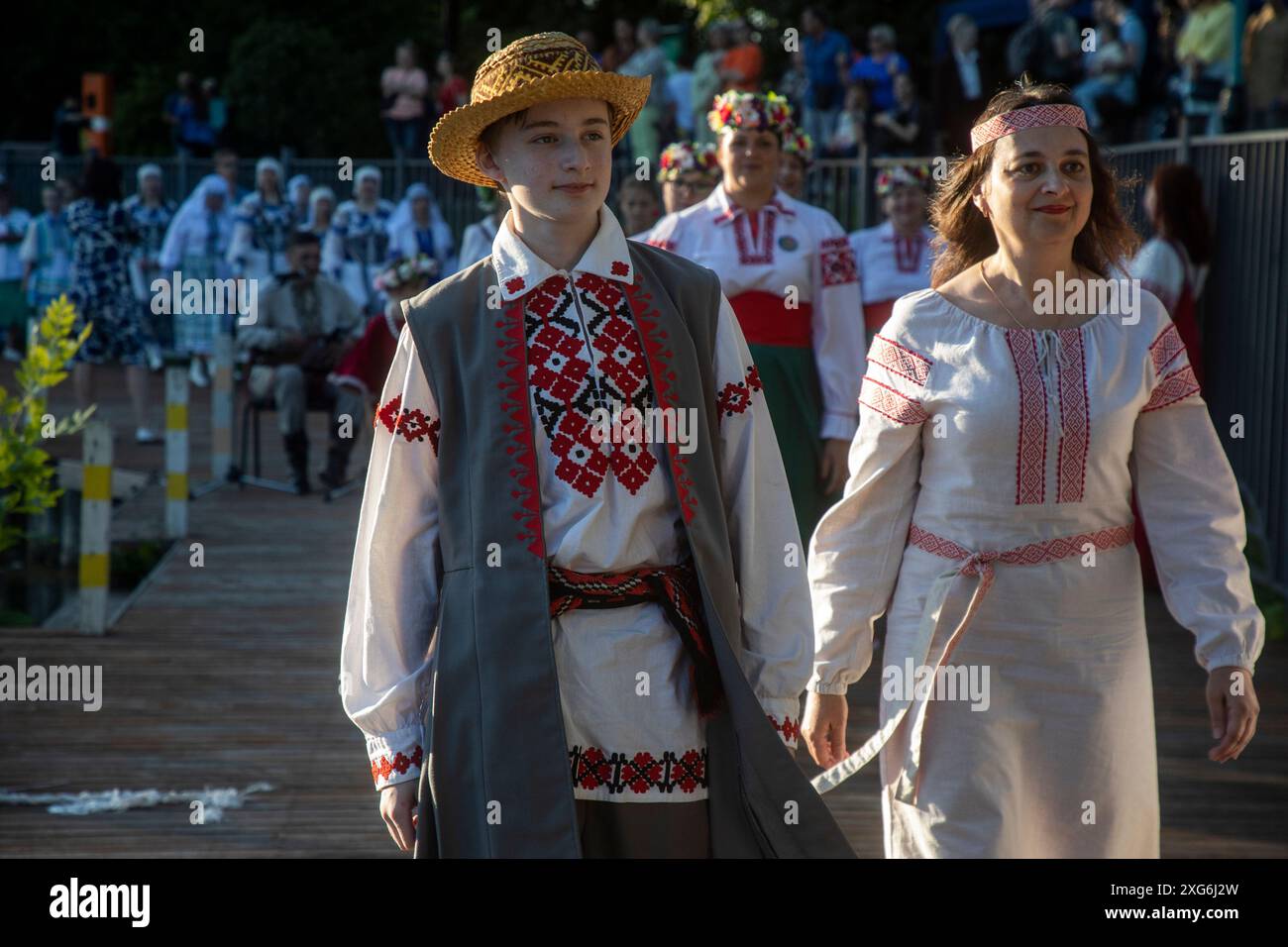 Moscow, Russia. 6th of July, 2024. A young couple in traditional ...
