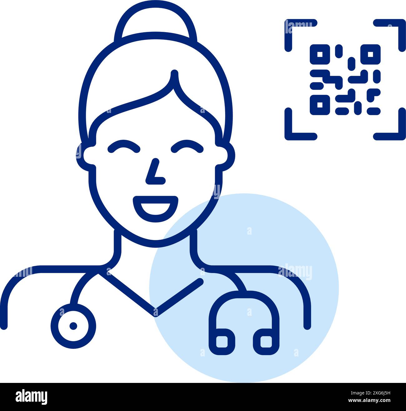 General practitioner female doctor with stethoscope and qr code ...