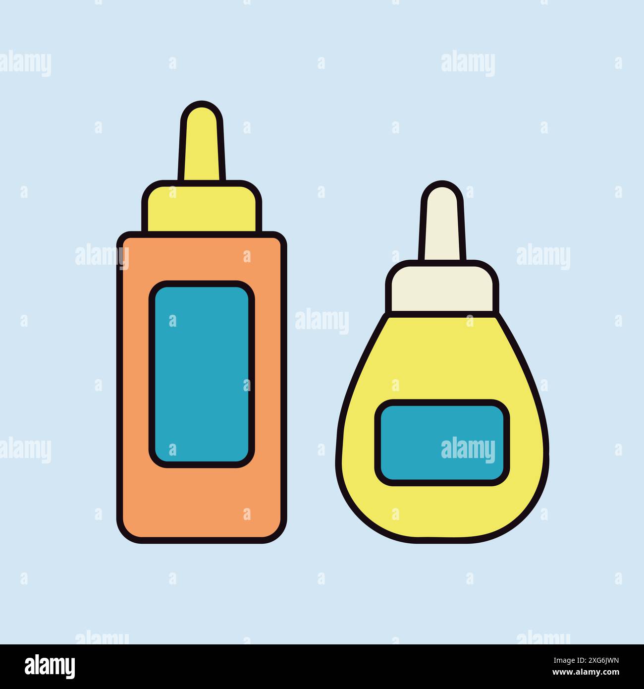 Ketchup mustard and mayonnaise spicy bottle flat icon. Barbecue and bbq ...