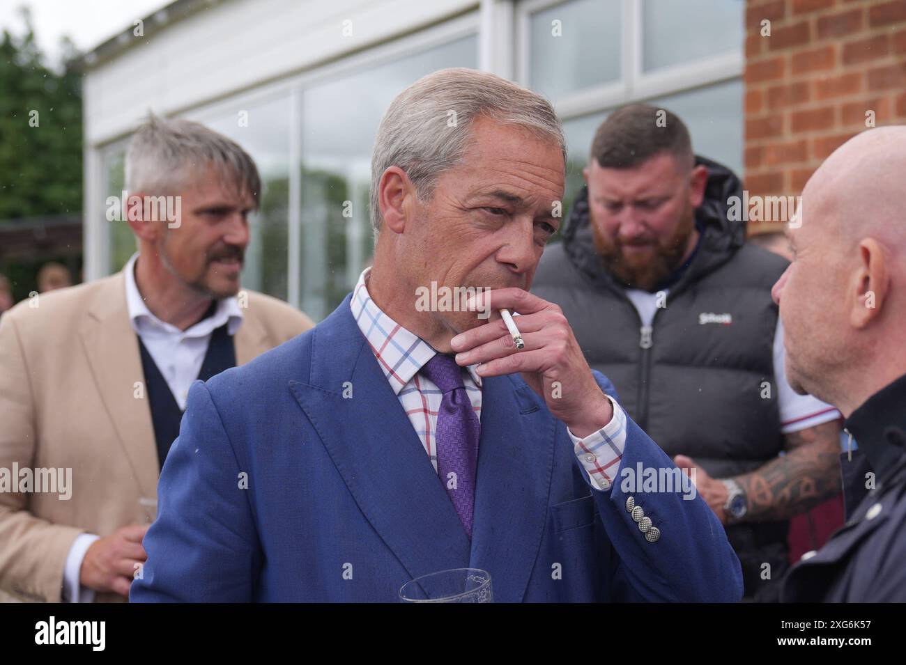 Reform UK leader Nigel Farage at the inaugural match of East Thurrock ...