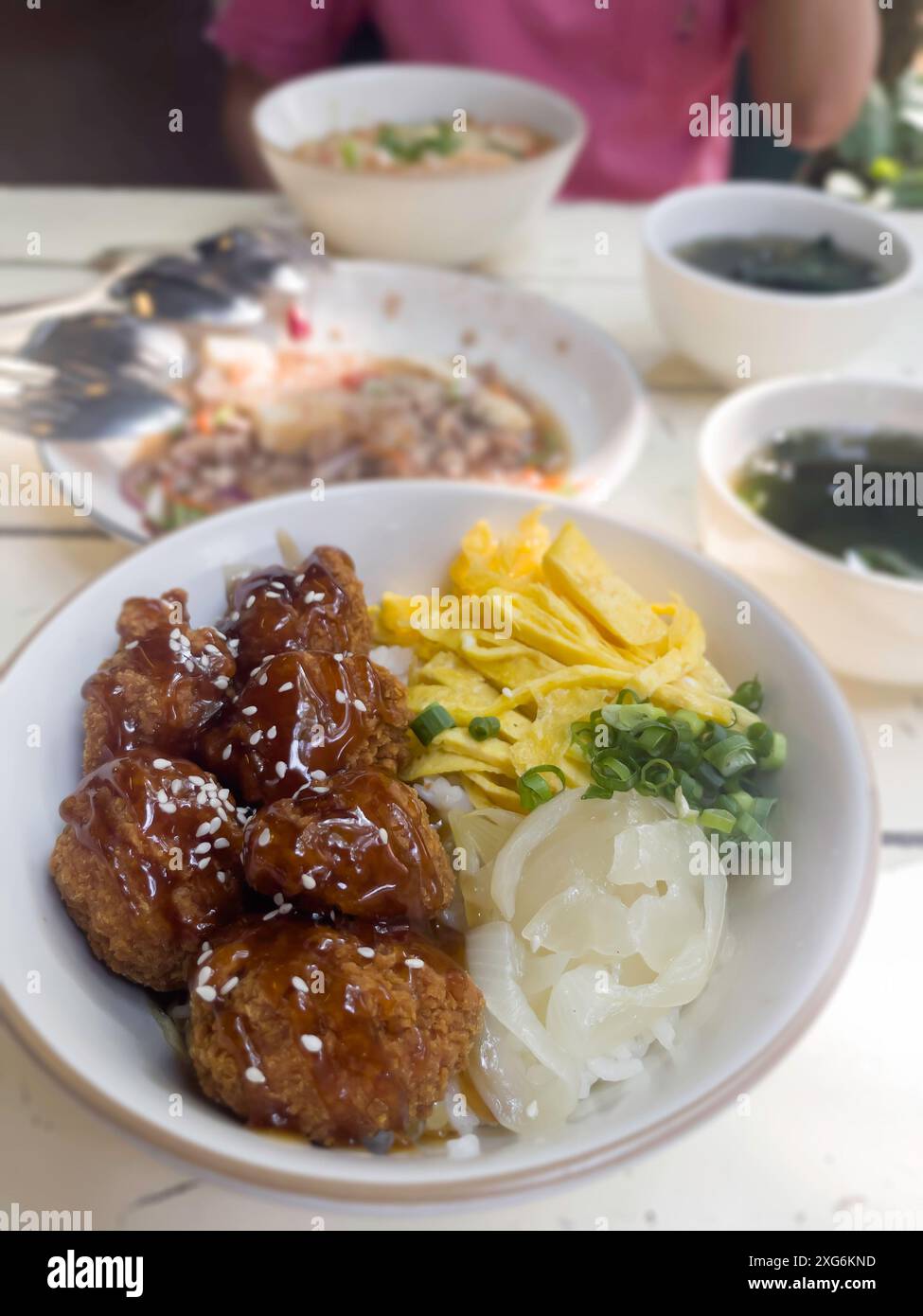 Karaage rice set japanese deep fried chicken with miso soup, stock ...