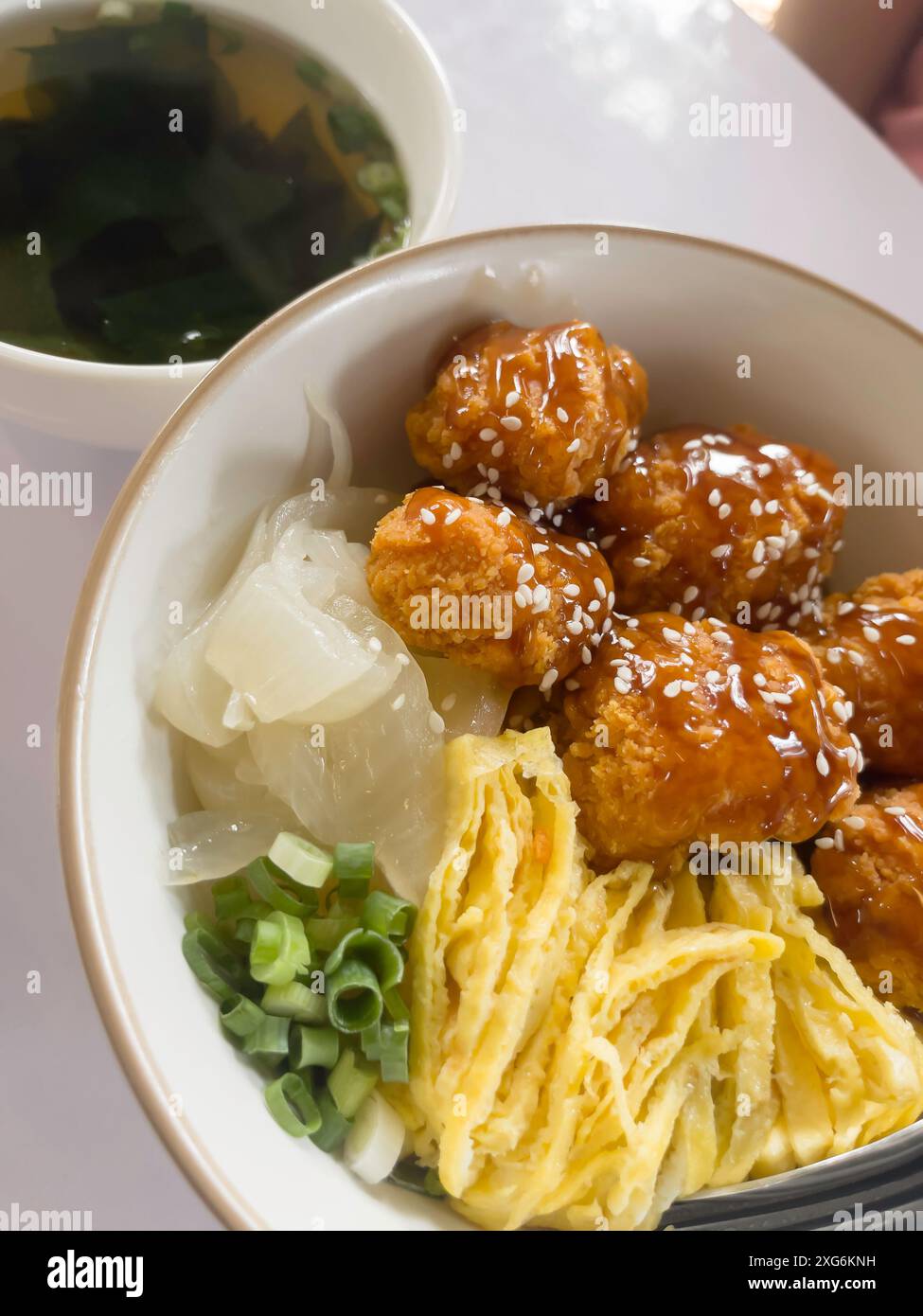 Karaage rice set japanese deep fried chicken with miso soup, stock ...