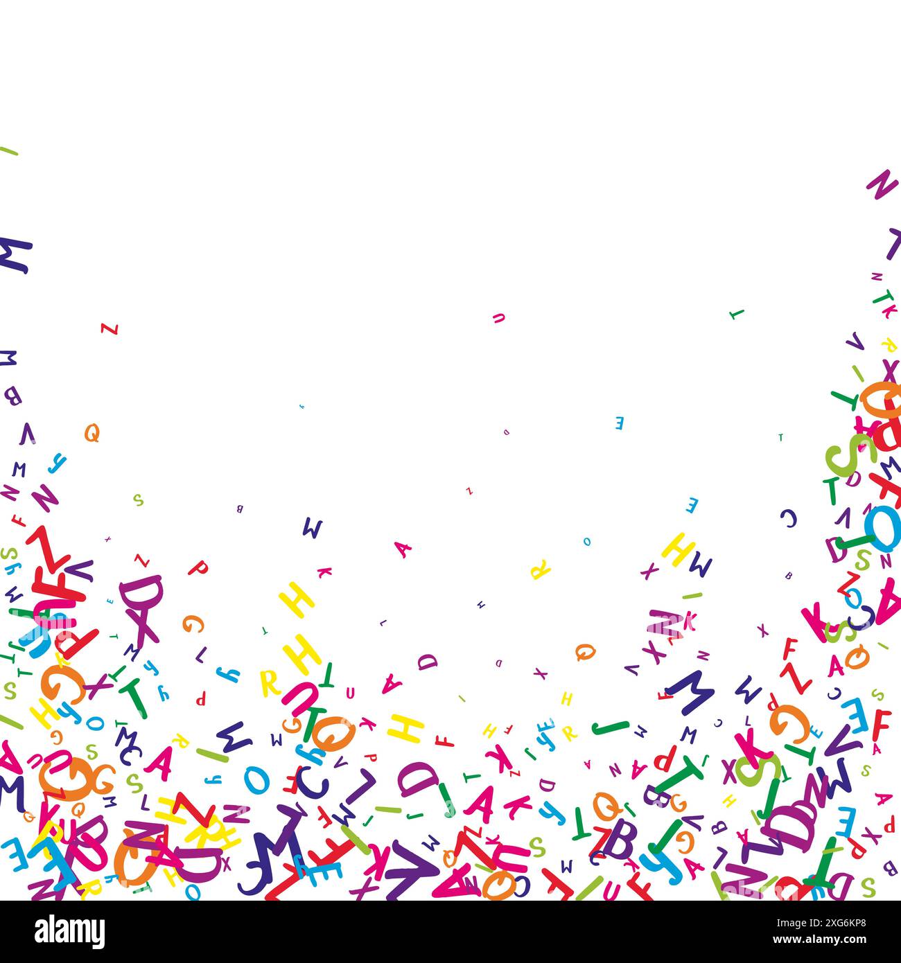 Flying latin letters. Colorful childish scattered charachters of ...