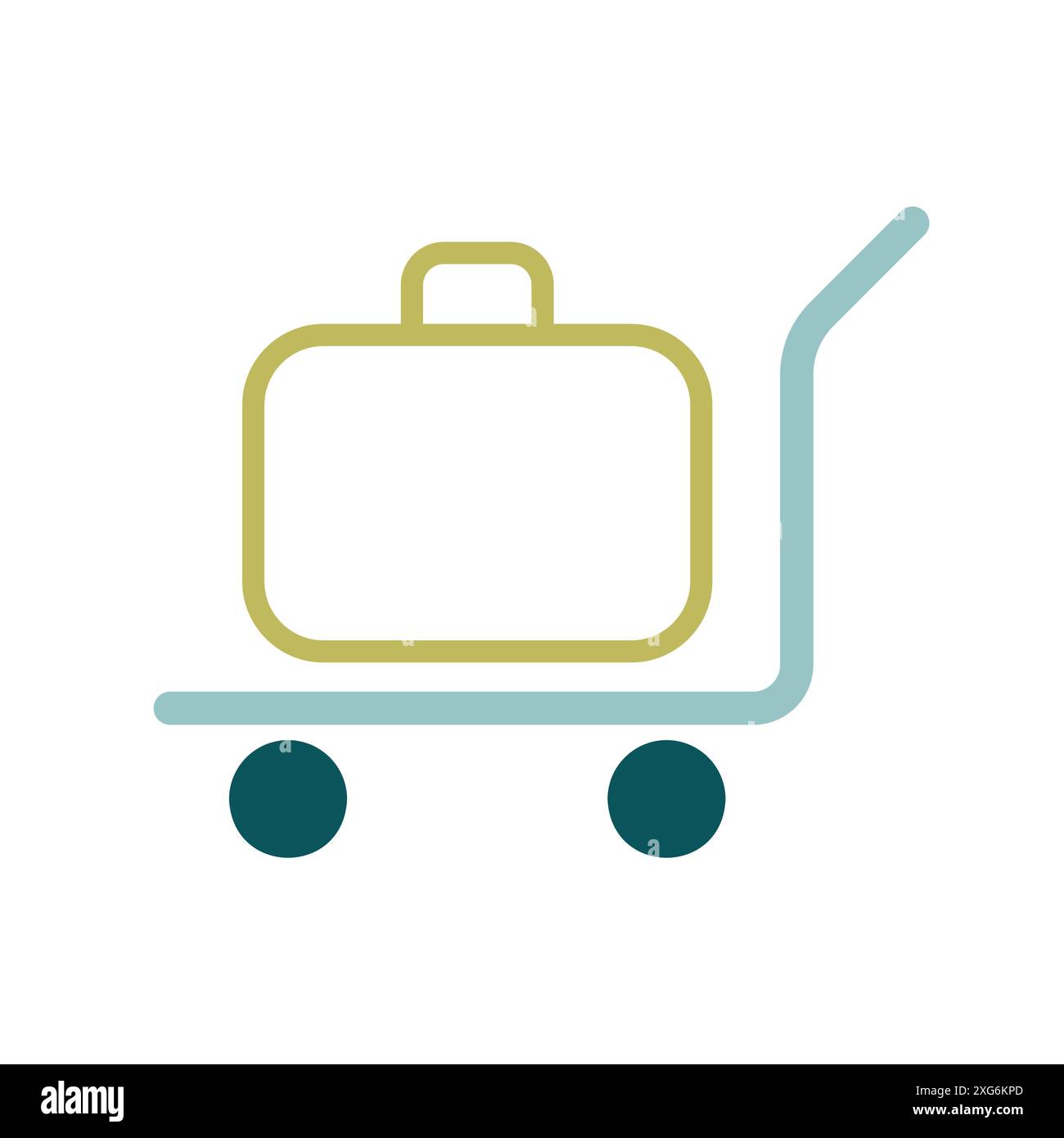 Baggage, luggage, suitcases on trolley flat vector icon. Hotel sign ...