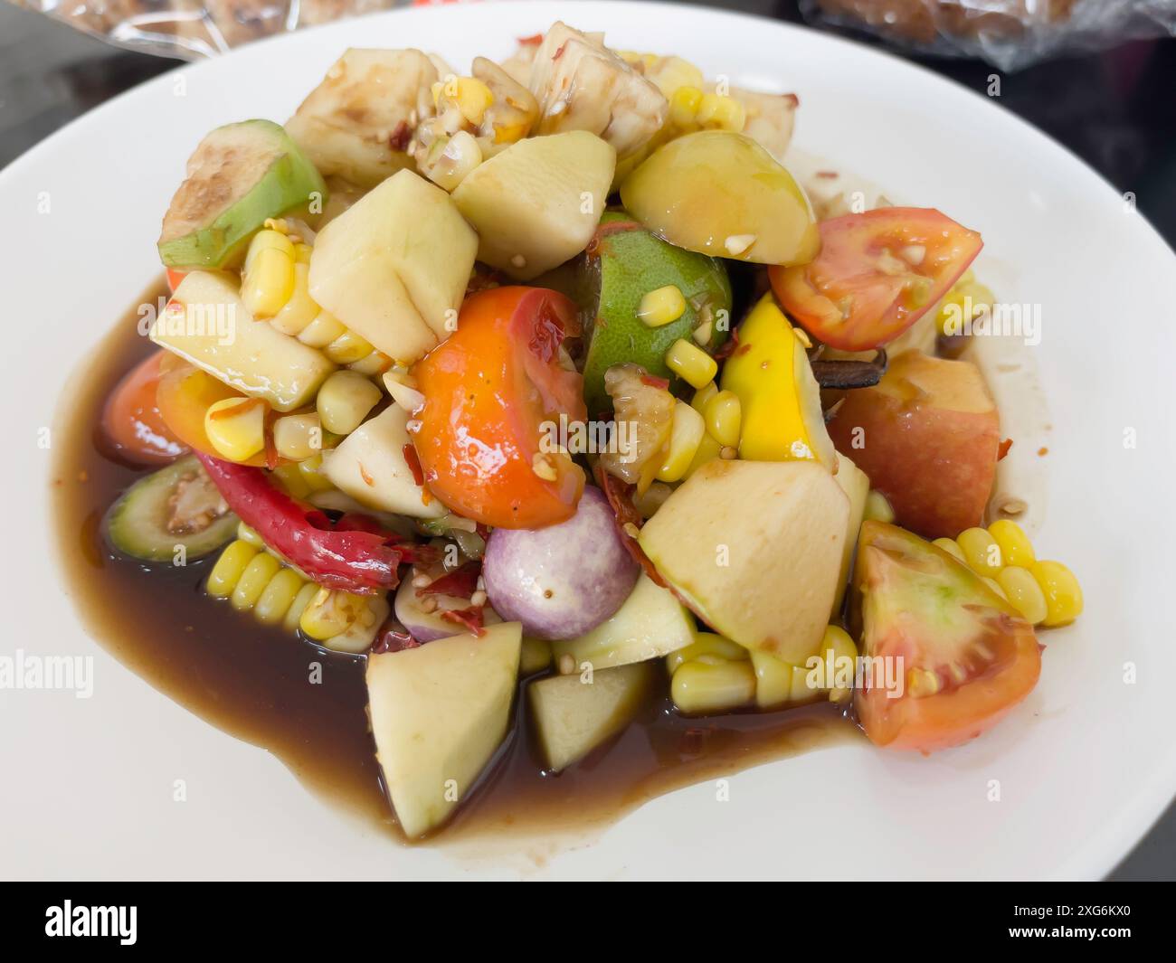Thai papaya salad hot and spicy mixed from variety of vegetable, stock ...