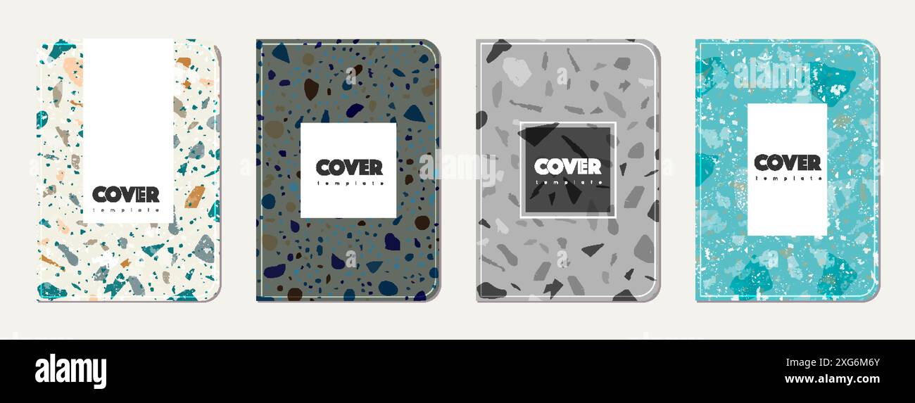 School notebook cover design. Terrazzo abstract background made of ...