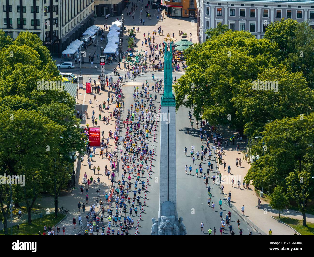Aerial View of Runners in Riga Rimi Marathon 2024 Through City Streets ...