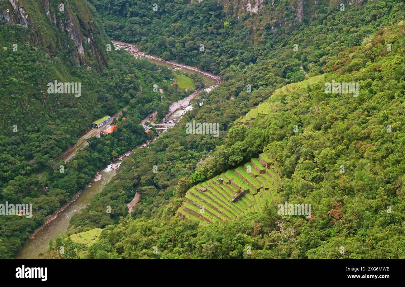 Incredible Aerial View of Aguas Calientes Town from Mt. Huayna Picchu ...
