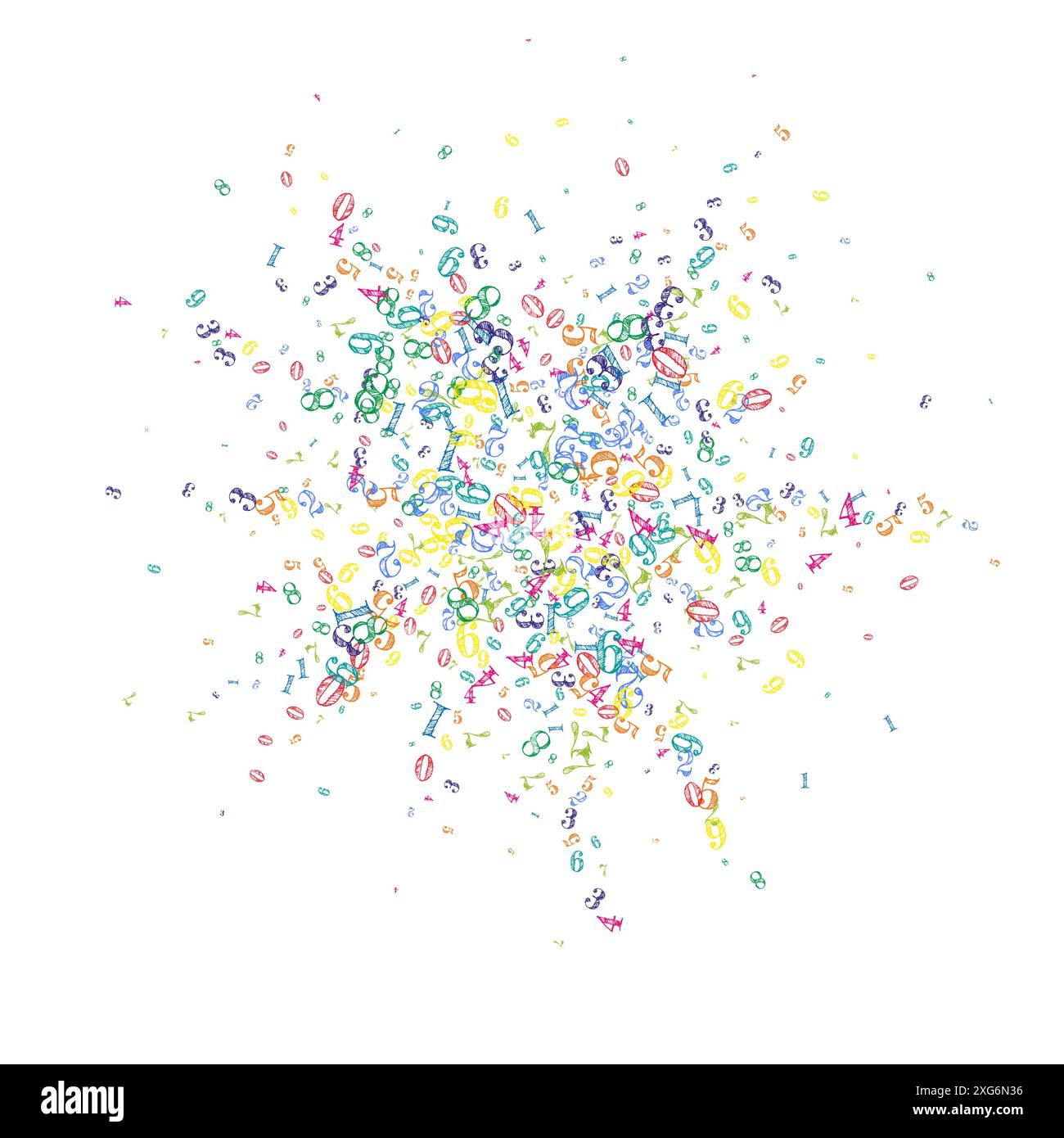 Flying colorful digits and numbers. School math notebook cover. Back to ...