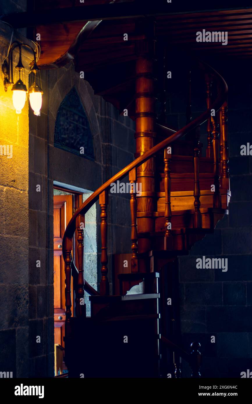 Islamic themed background photo. Spiral staircase in a mosque ...