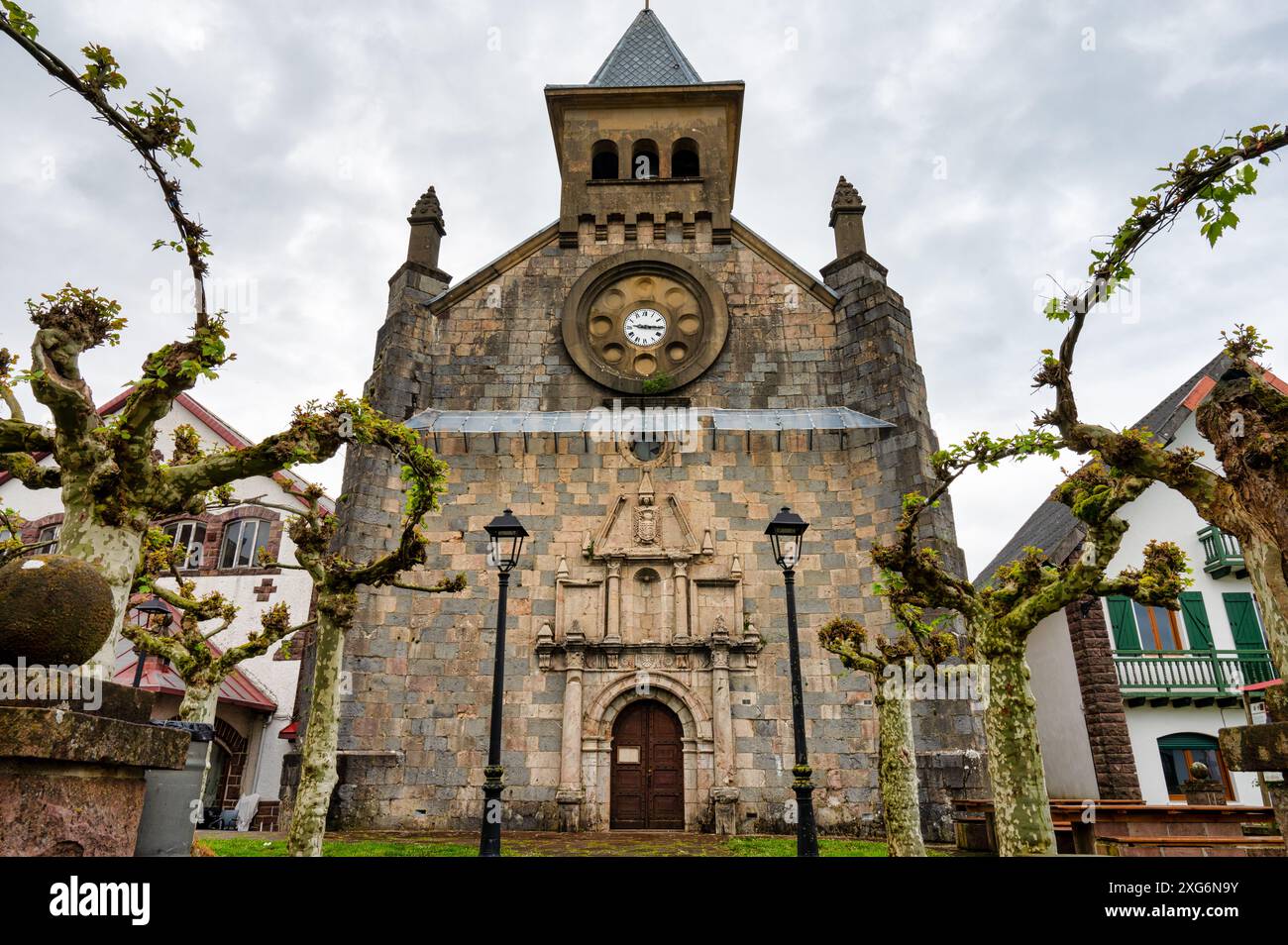 Burguete, Spain- May 17, 2024: The church of Iglesia de San Nicolás de ...