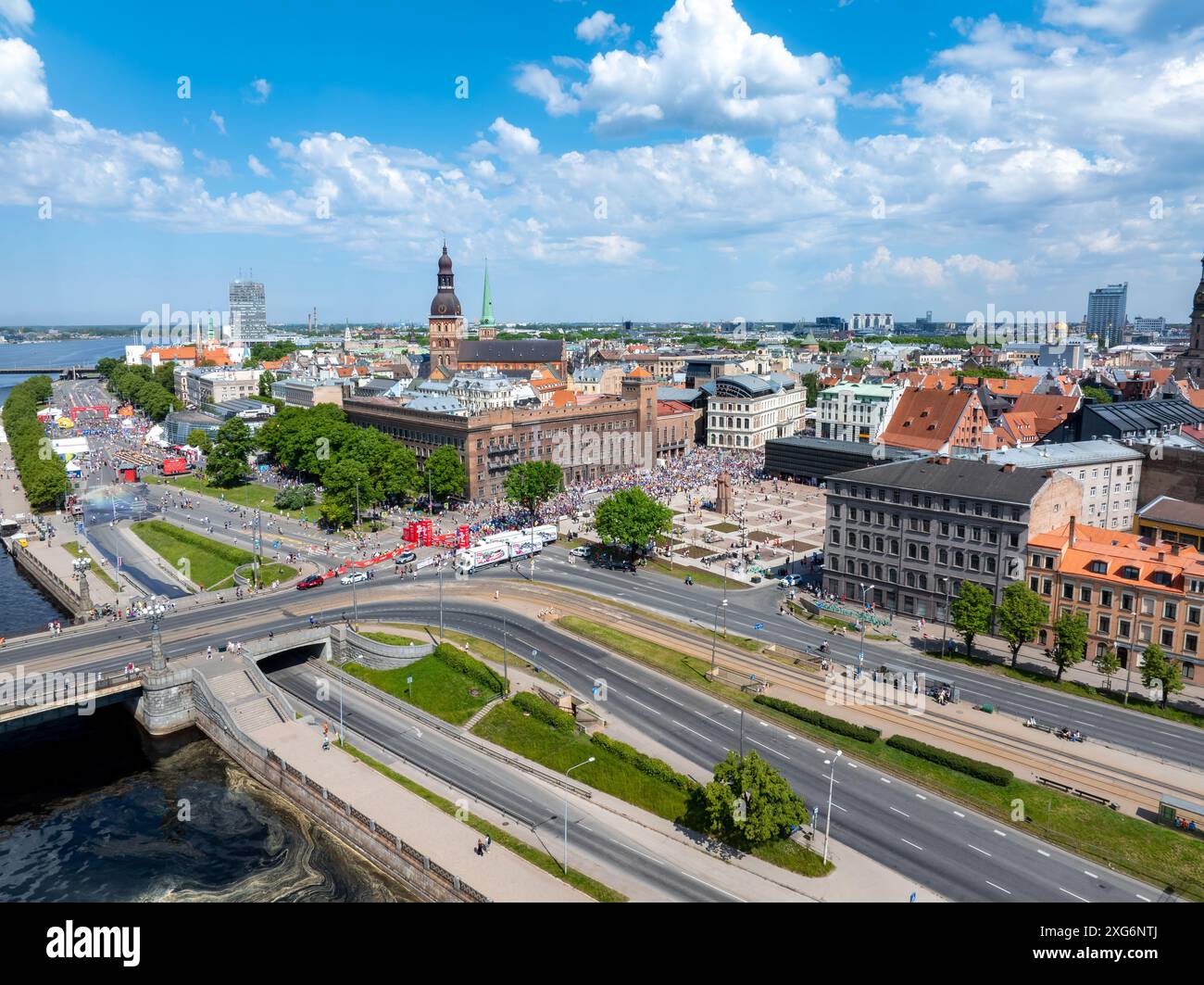Aerial View of Riga Rimi Marathon 2024 with St. Peter's Church in ...
