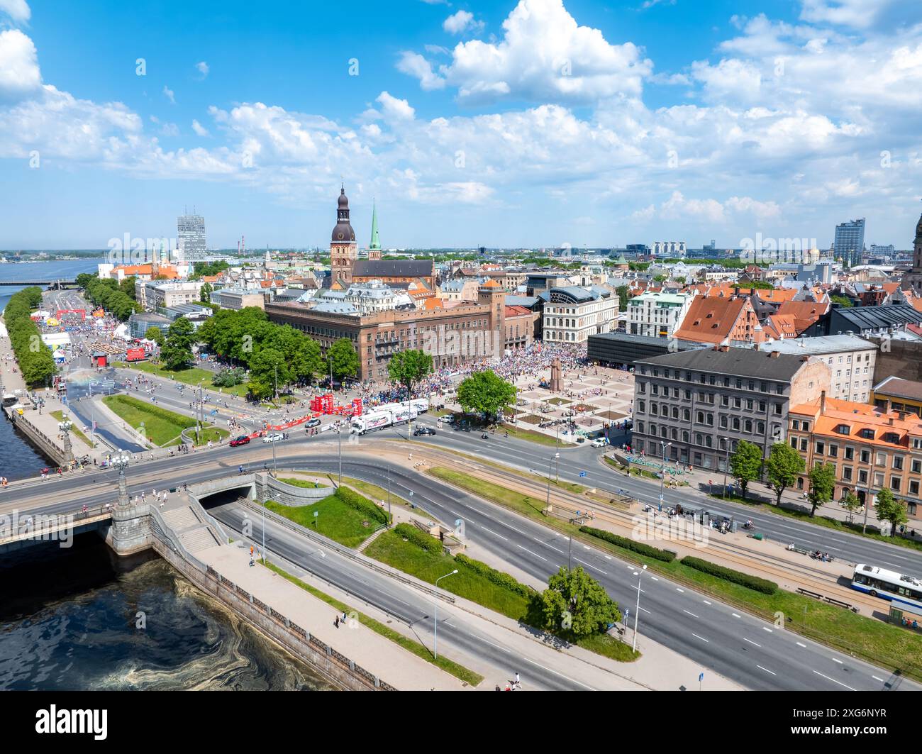 Aerial View of Riga Rimi Marathon 2024 with Historic Cityscape Stock ...
