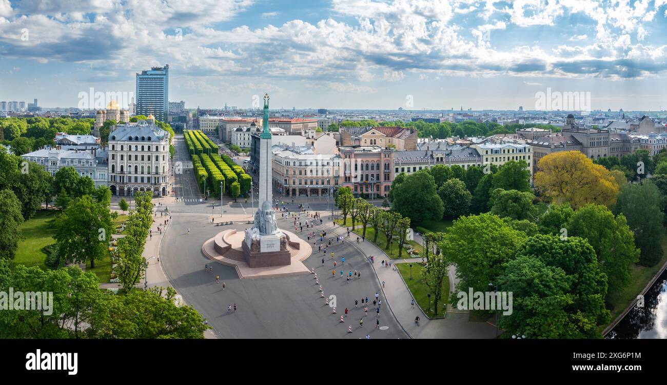 Aerial View of Freedom Monument During Riga Rimi Marathon 2024 Stock ...