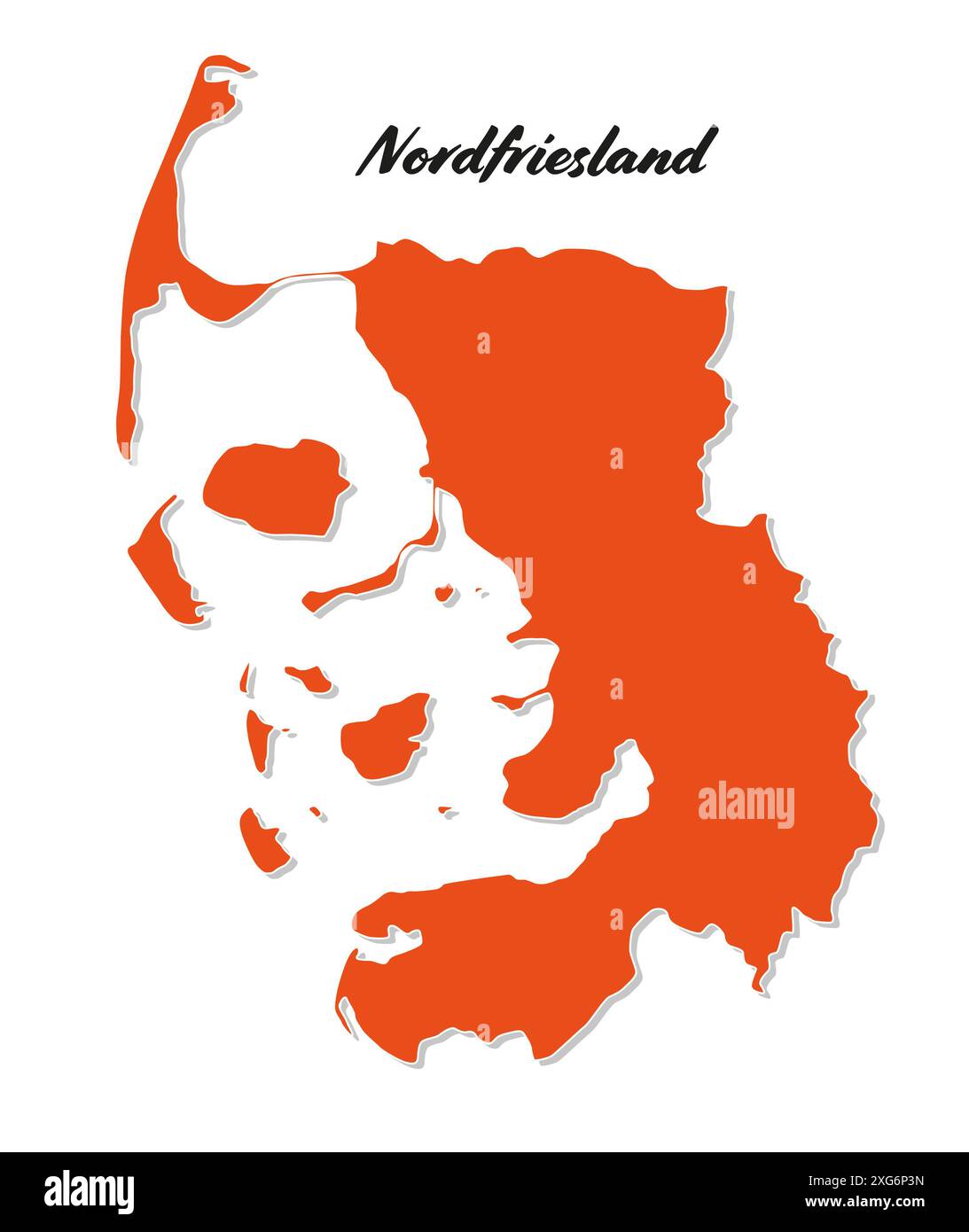 Simple overview map of the northern German region North Frisia Stock ...