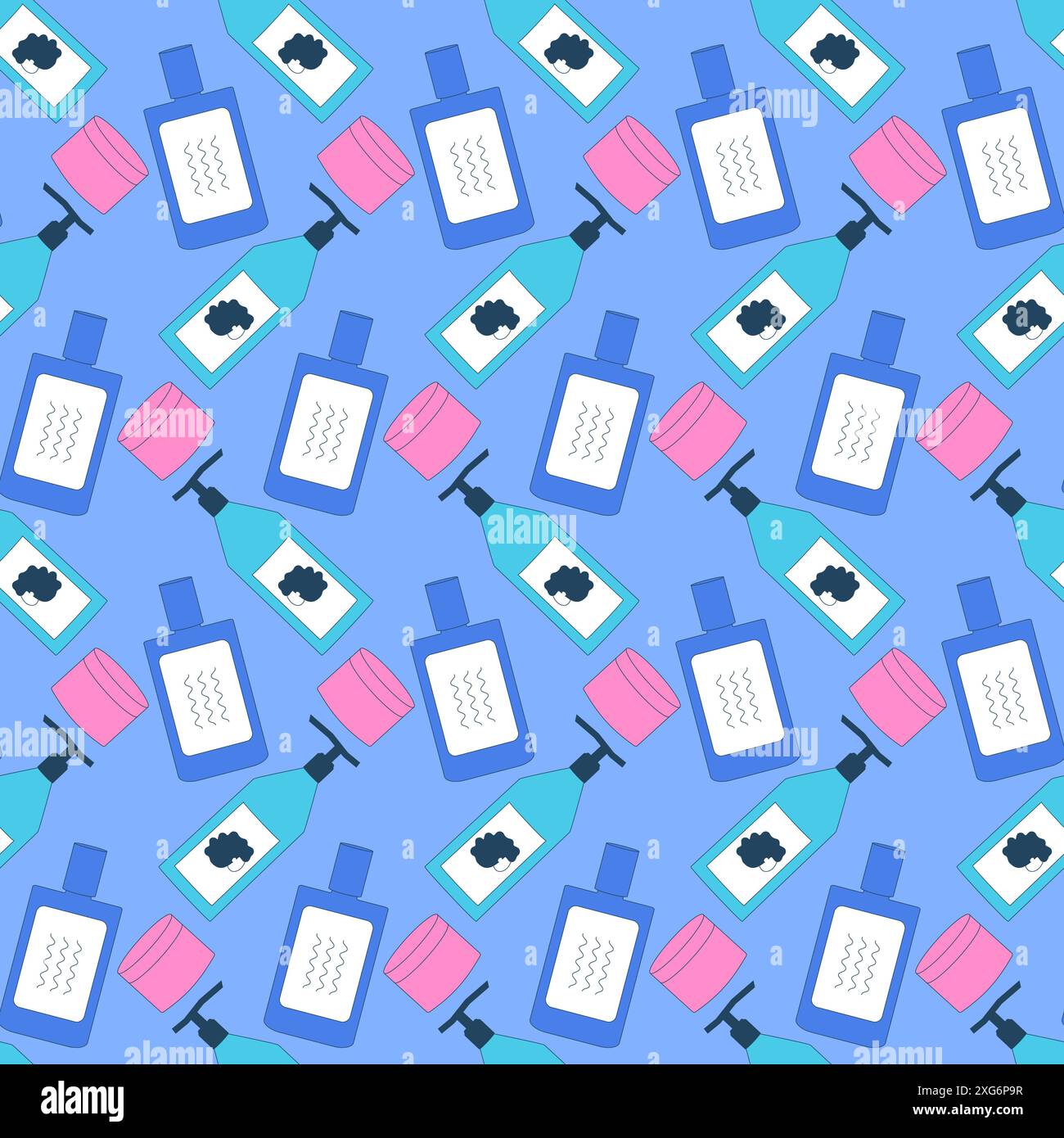 Styling for wavy hair seamless pattern. repeat background. Curly girl ...