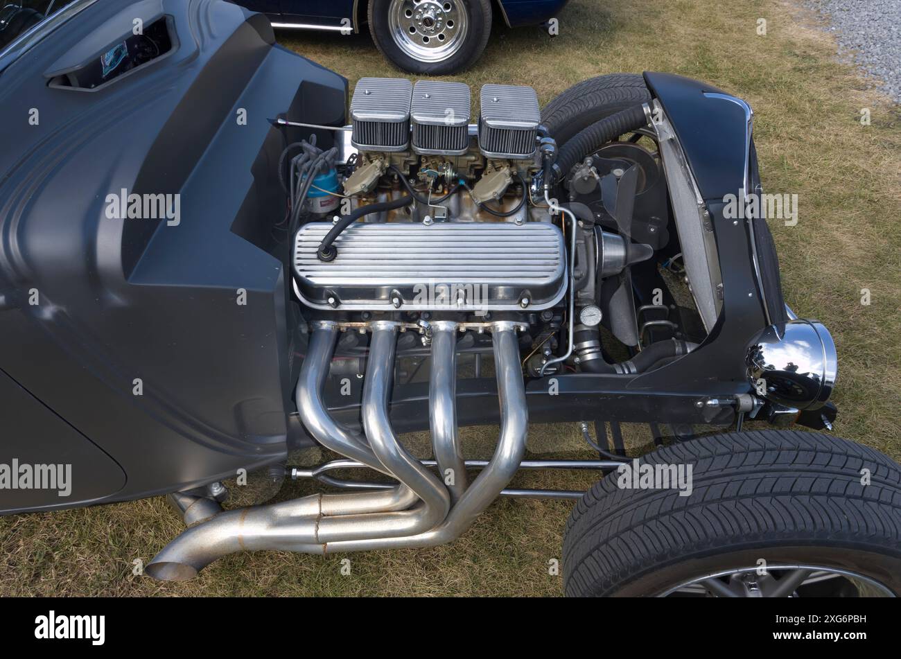 Antique hotrod with chrome engine Stock Photo - Alamy