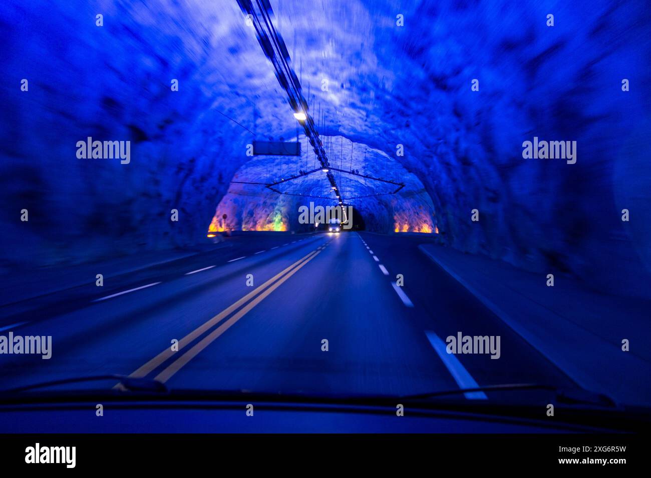 The longest road tunnel in the world Laerdalstunnelen viewed from an ...