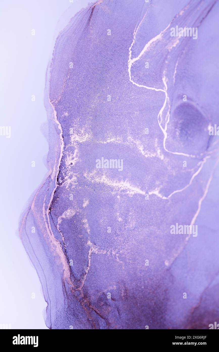 A close-up shot of a vibrant lilac abstract painting featuring ...