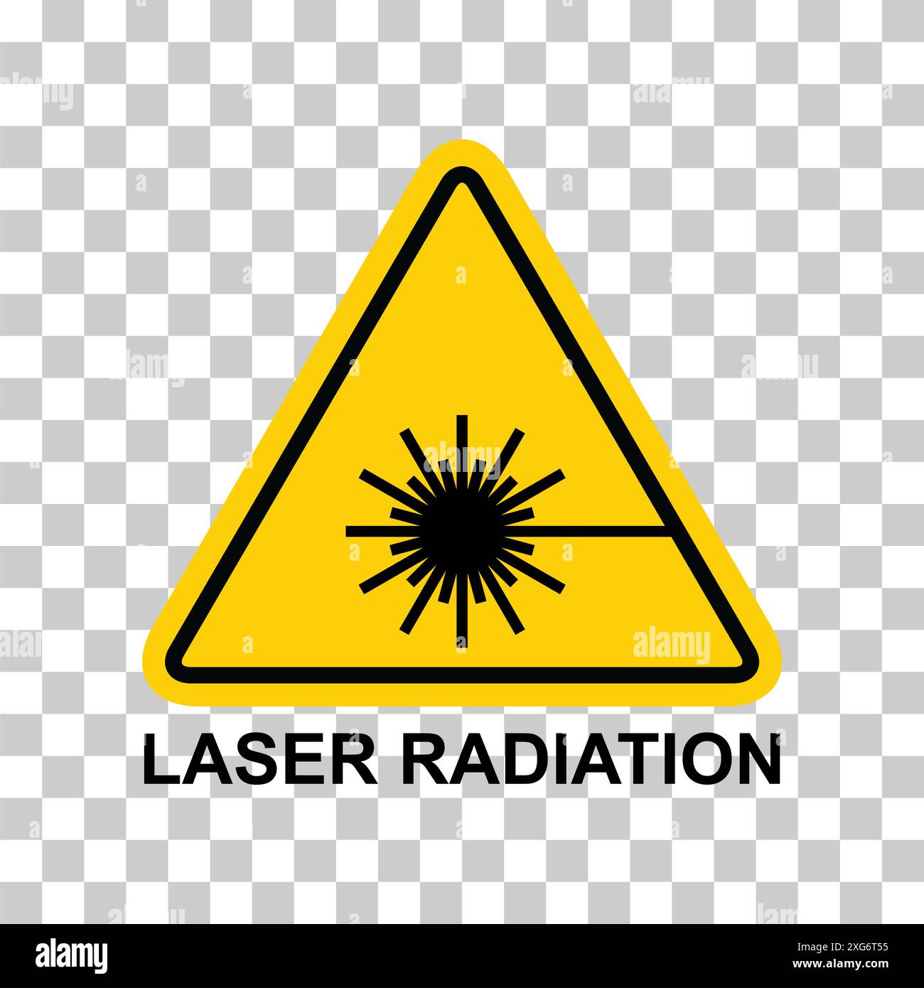 Laser radiation danger label icon, safety protection information symbol ...