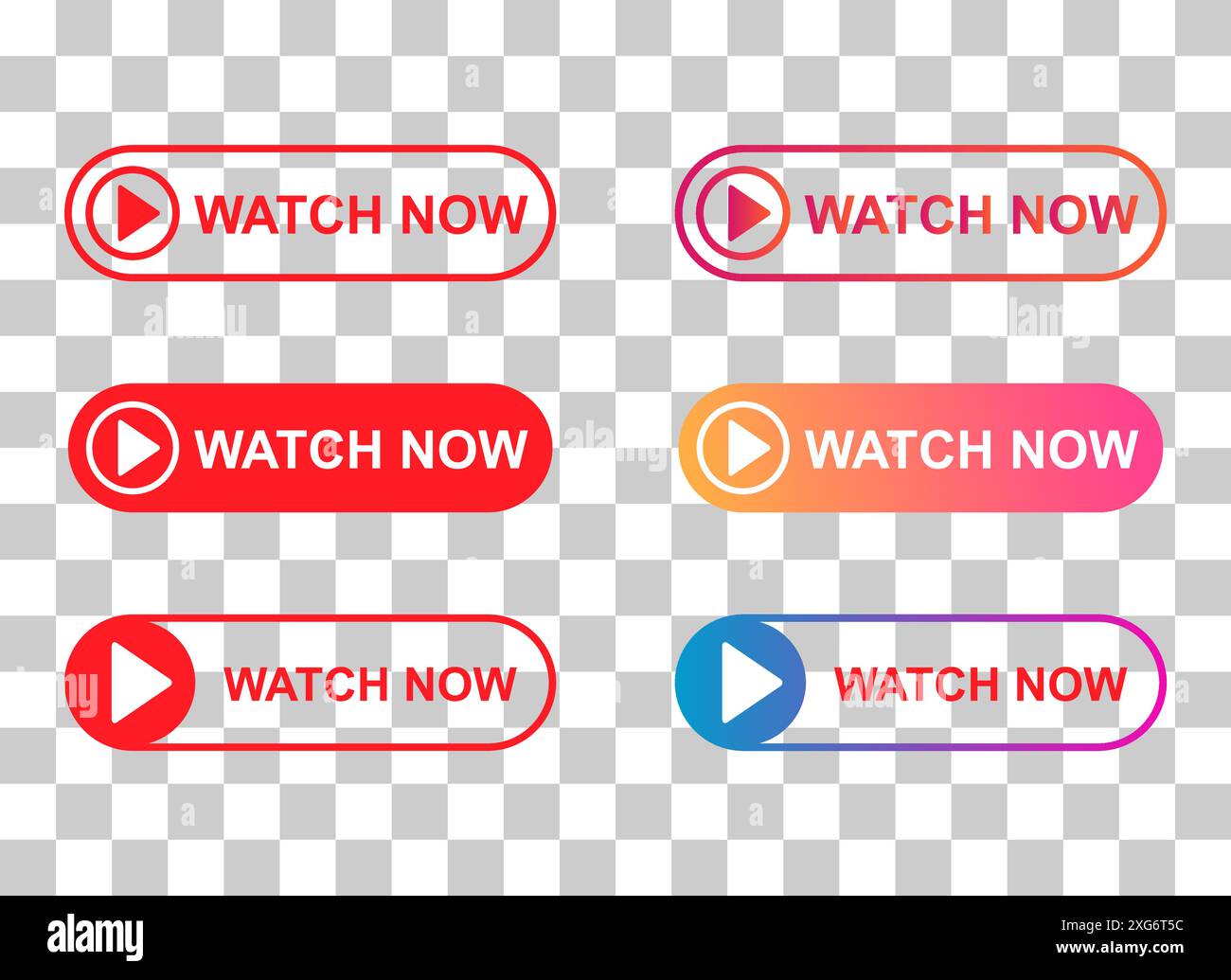 Set of Watch now icon, website online button player symbol, play video ...
