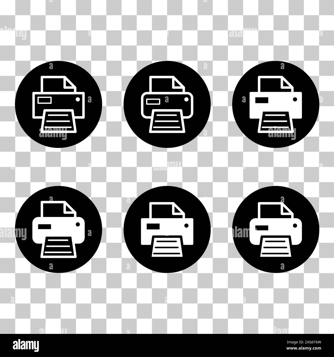 Set of Printer document web icon, printout machine technology flat sign ...