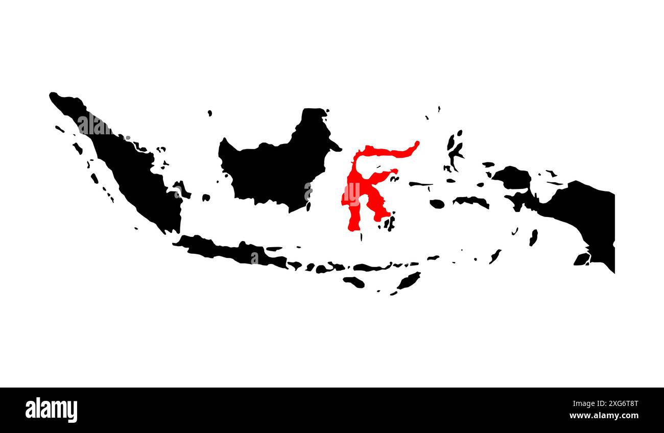 Indonesia detailed Sulawesi map shape, Flat web graphic concept icon ...