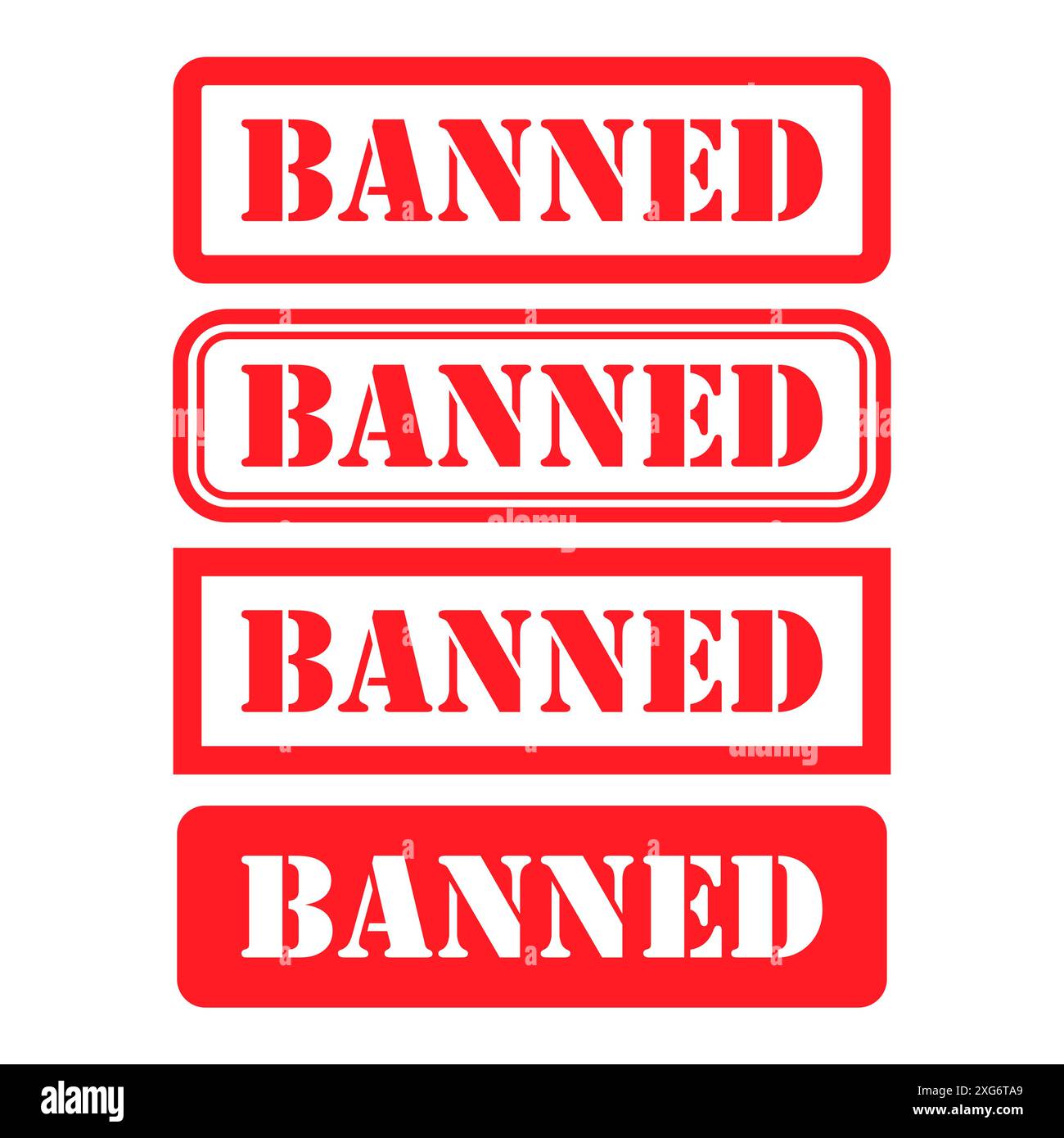 Set of Banned stamp symbol, label sticker sign button, text banner ...