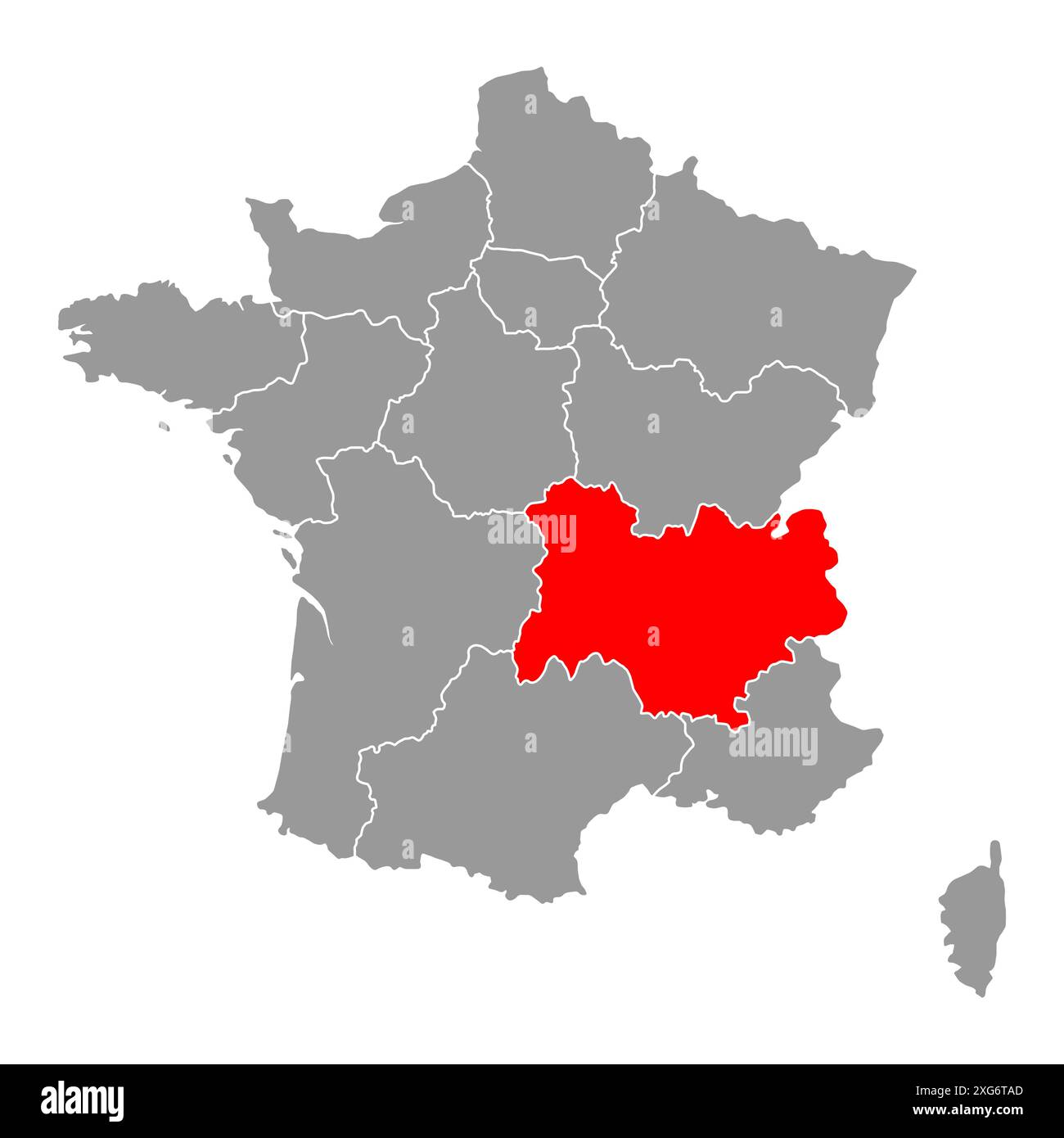 Auvergne Rhone Alps of France map symbol shape, travel web flat concept ...