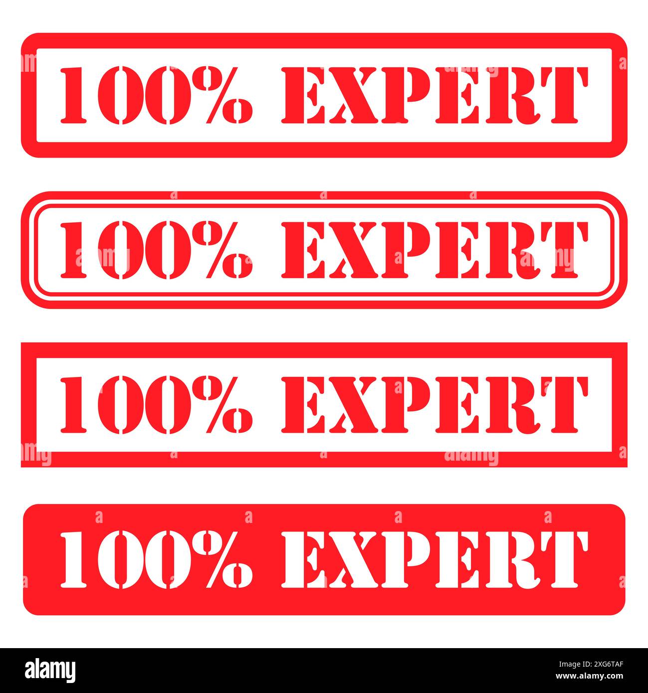 Set of Expert 100% stamp symbol, label sticker sign button, text banner vector illustration ...