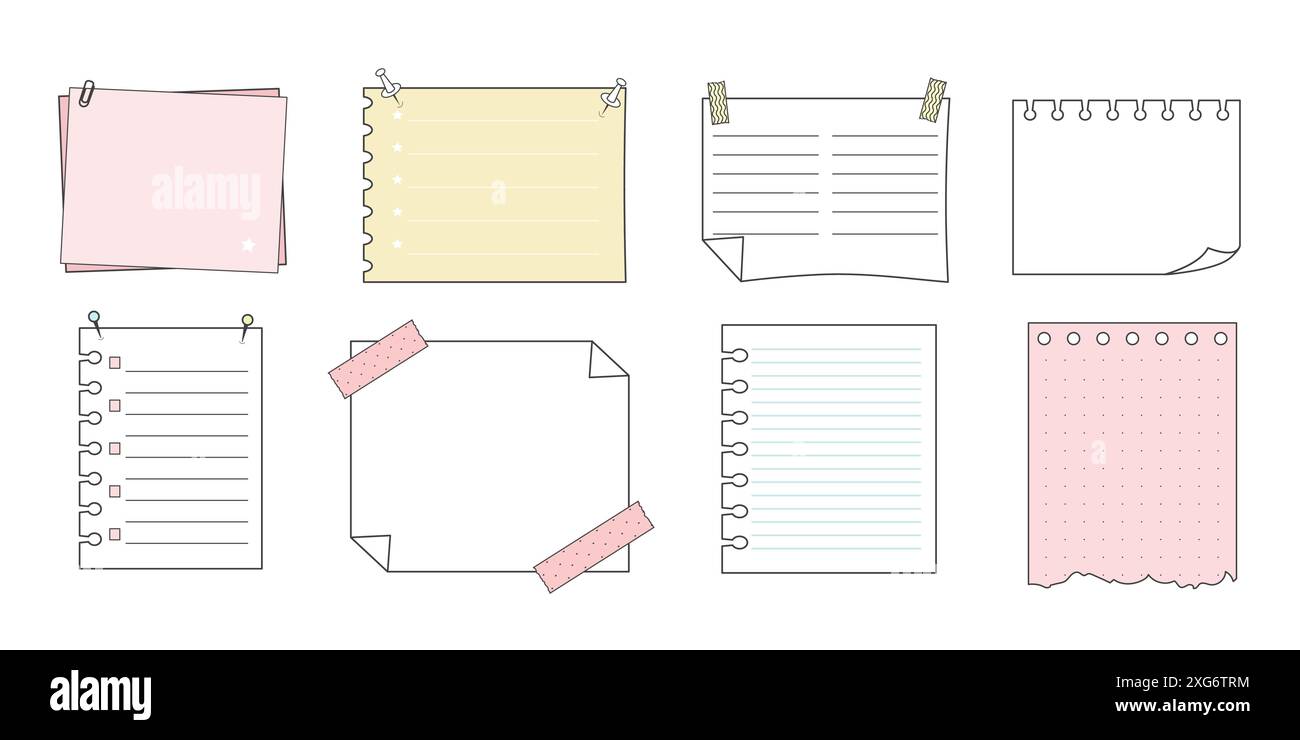 Memo sticky notes, sheet reminder, color office or school pages with ...