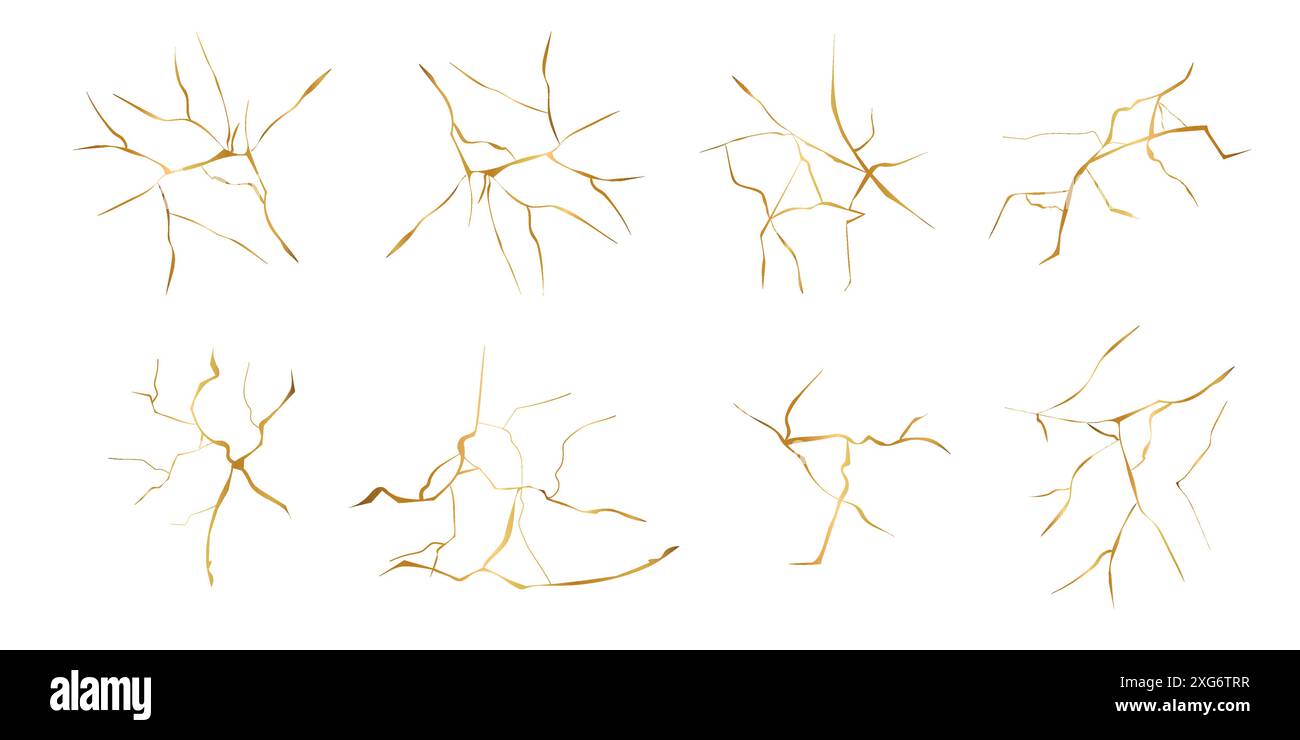 Kintsugi gold simple break lines, asian geaometric crackle. Surface ...