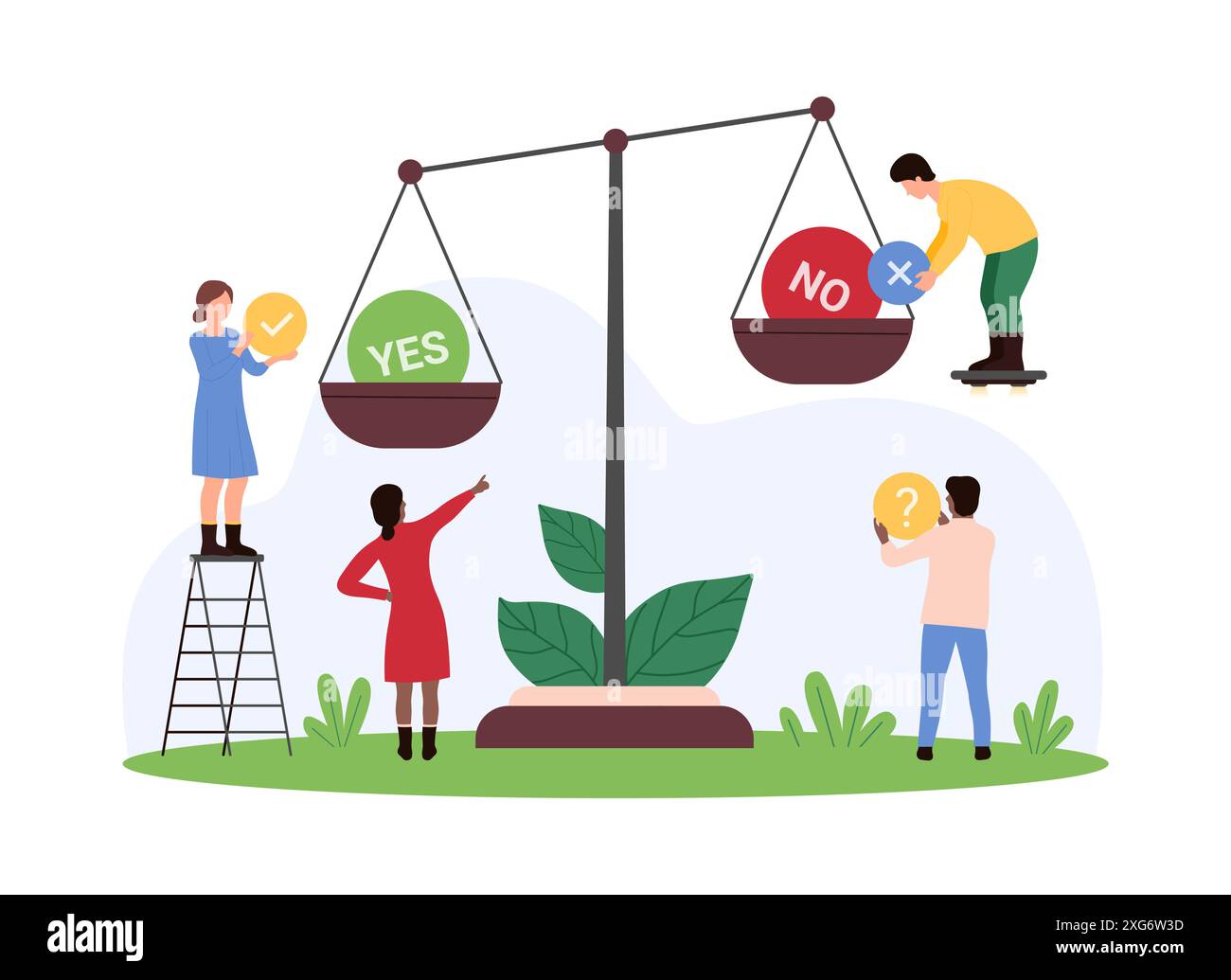 Decision making process, choice between positive and negative, right ...