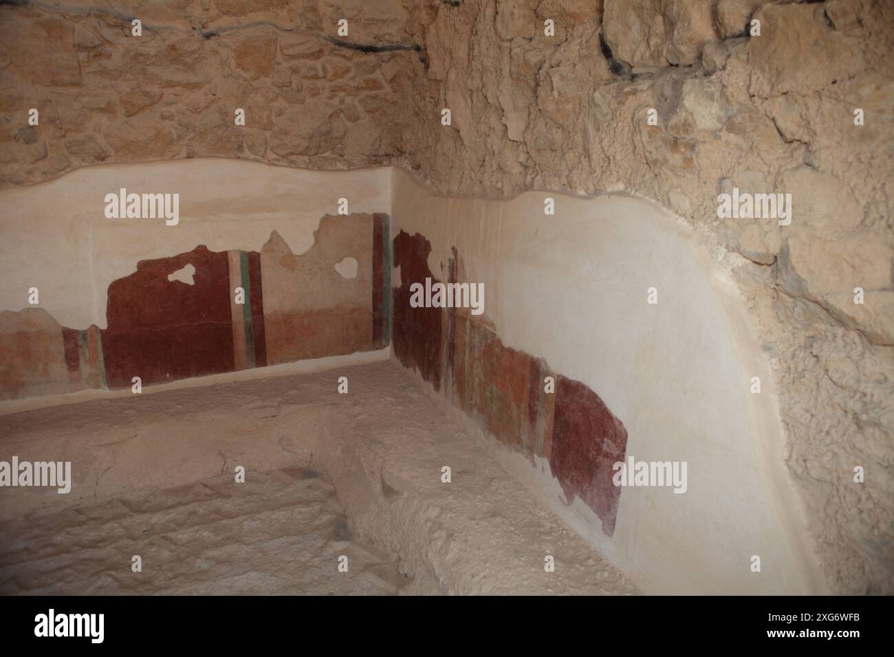 Dressing room, apodyterium in the Roman Bathhouse built by King Herod ...