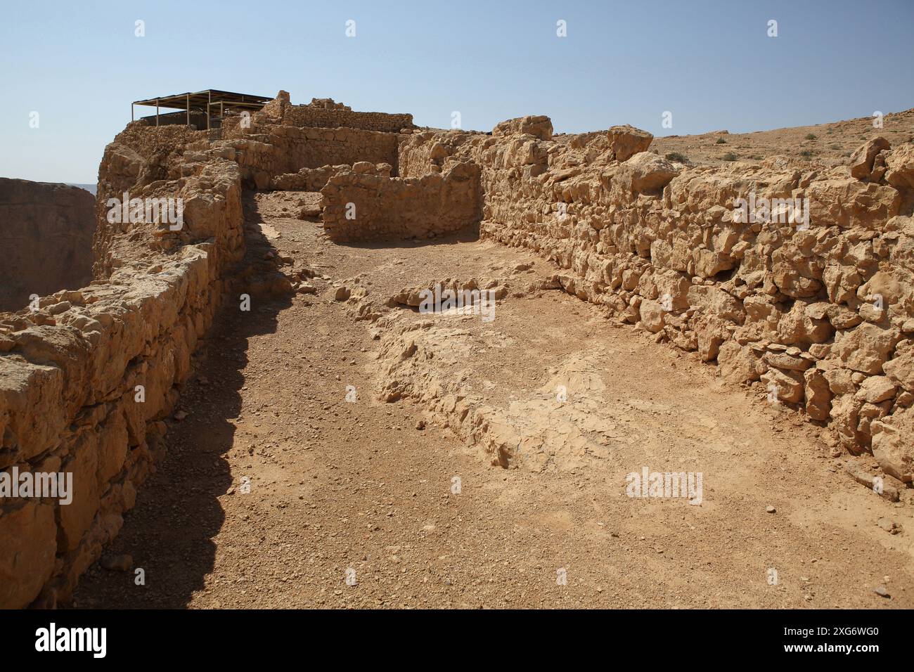 Ruins of the casemate wall, wall of brackets or double wall on Masada ...