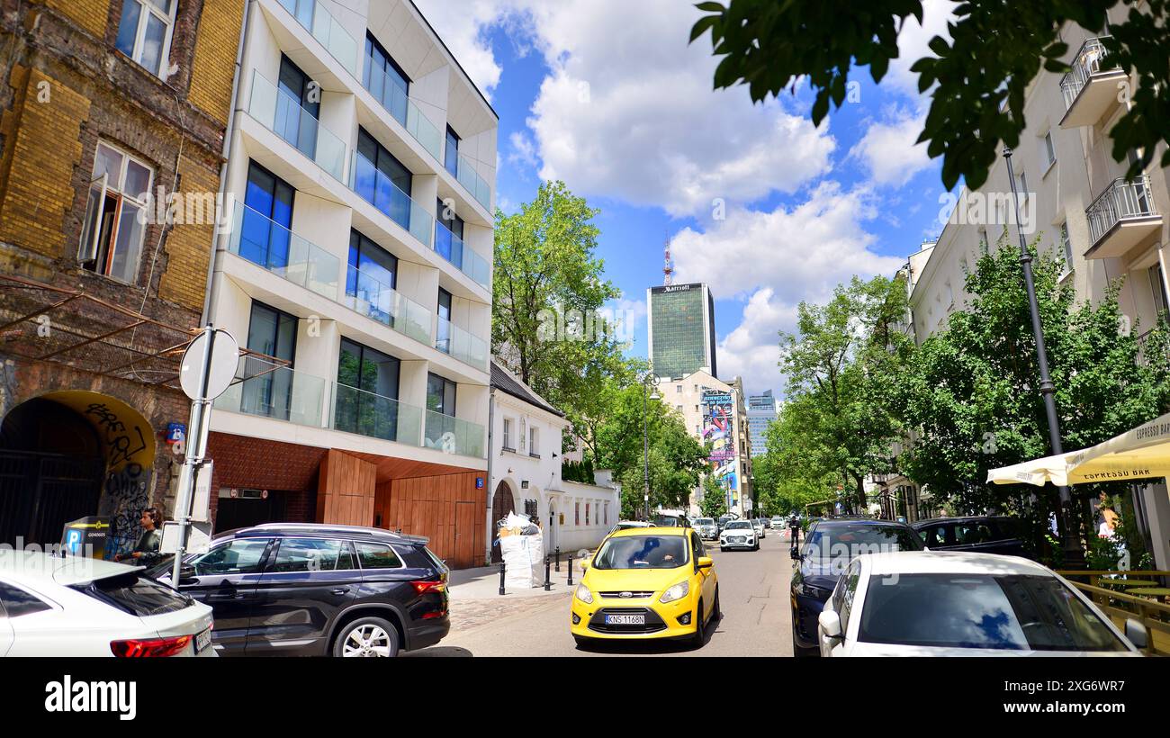 Warsaw, Poland. 5 July 2024. Emilii Plater street in Warsaw city centre ...