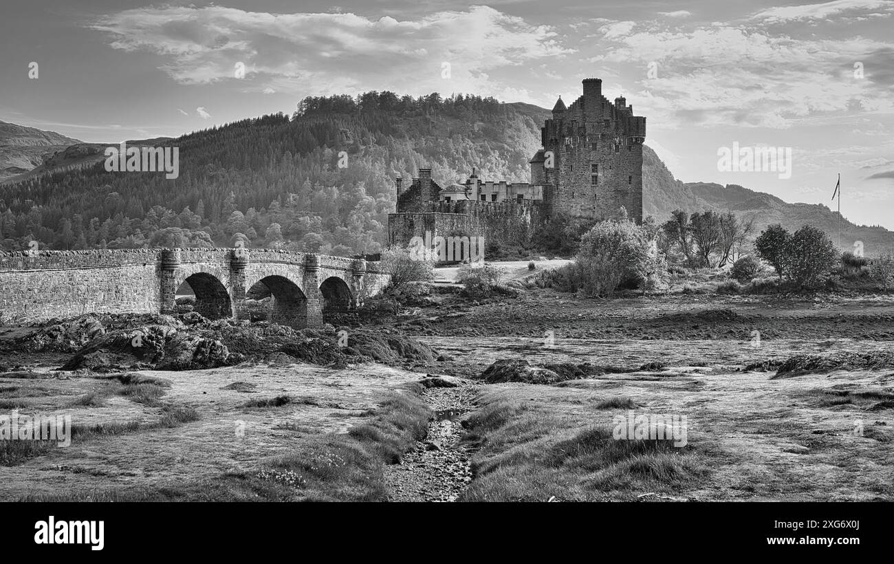 Eilean Donan Castle on the Kyle of Lochalsh in Scotland. The arched ...