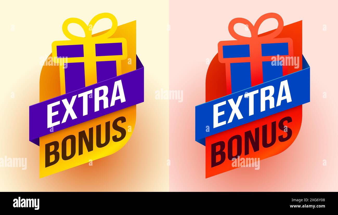 Red vector sticker and text Extra Bonus. Isolated graphic element. Vector illustration Stock ...