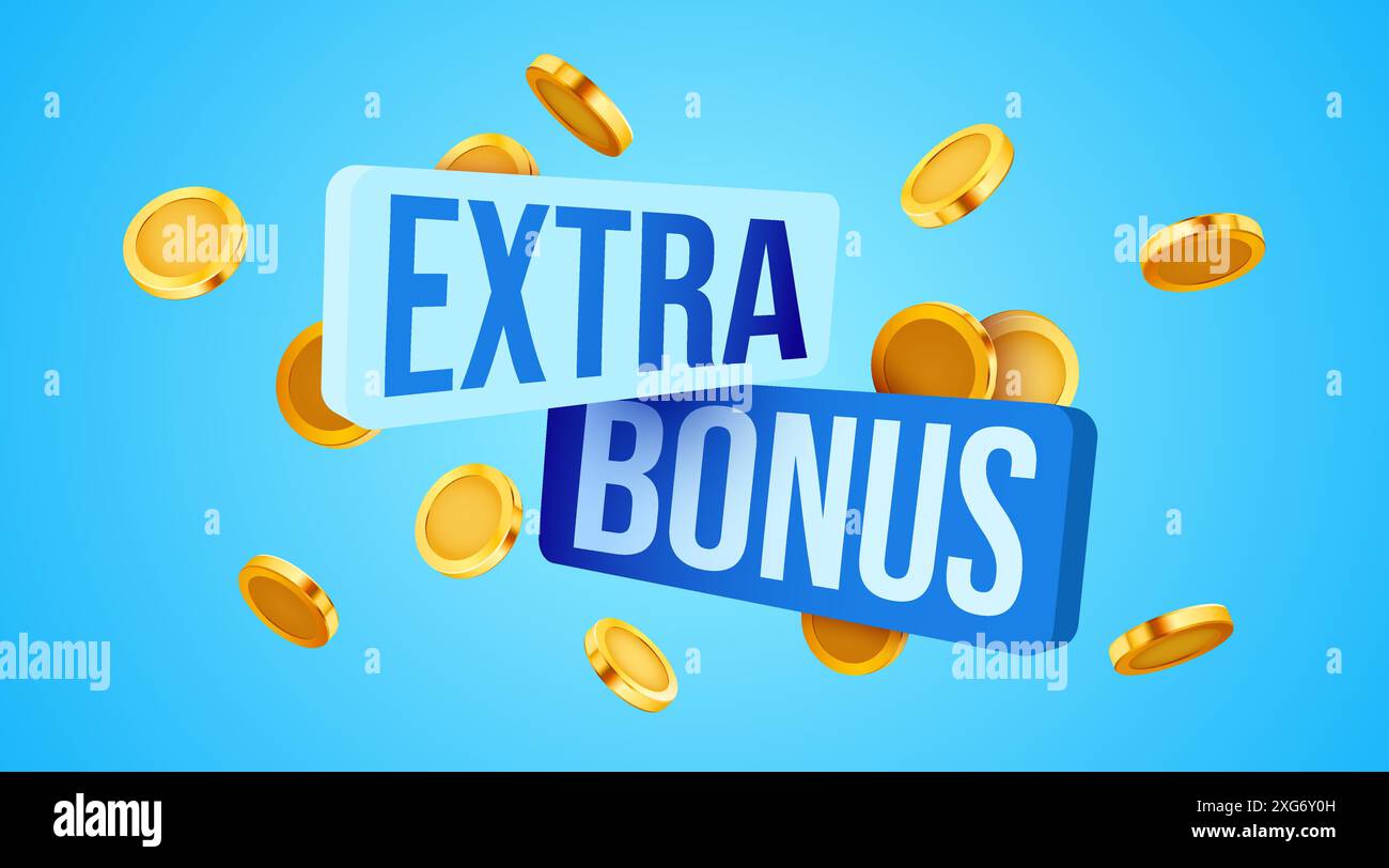 Extra bonus. Falling golden coins. Cashback or prize concept. Vector ...