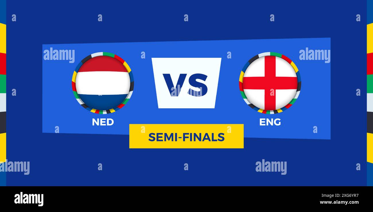 Netherlands vs England football match in Semi Final. Football ...